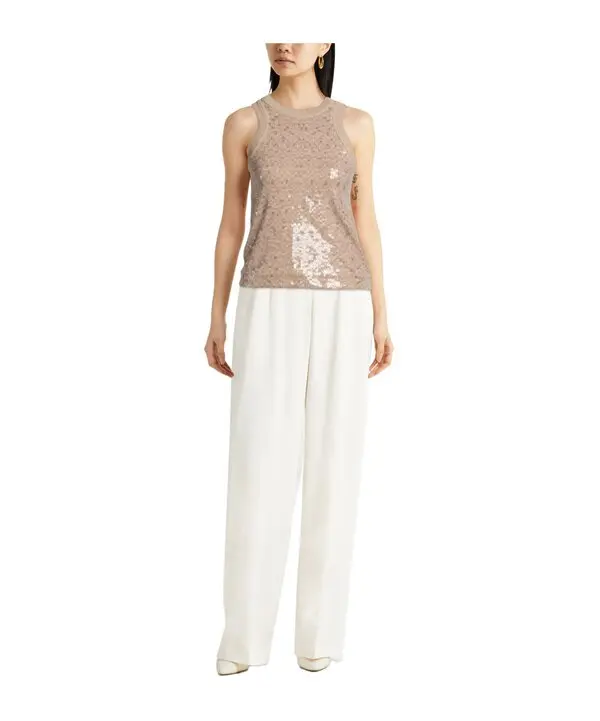 Brunello Cucinelli Sleeveless Round-neck Sequined Top