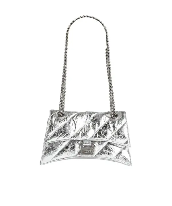 Balenciaga Mediumsize Solidcolor Leather Handbag - Silver