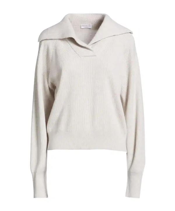 Brunello Cucinelli Lapel Knitted Sweater - Grey