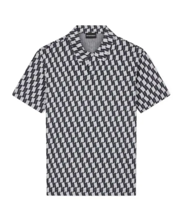 Emporio Armani Polo In Jacquard Jersey Lyocell Blend Signature Capsule - Black