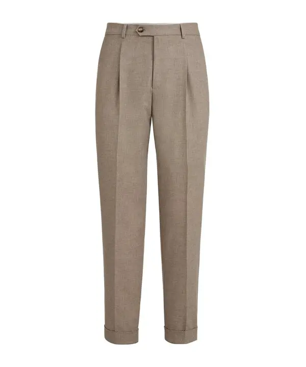 Brunello Cucinelli Mouliné Pleated Trousers