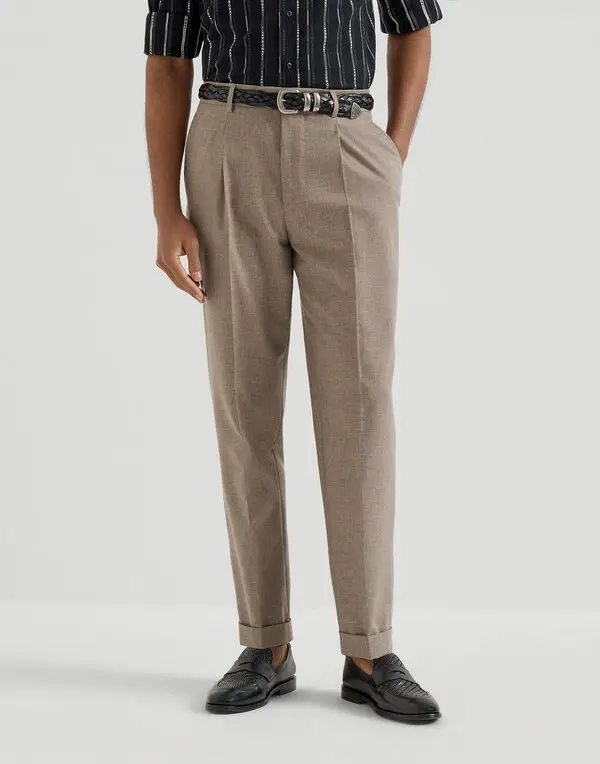 Brunello Cucinelli Mouliné Pleated Trousers