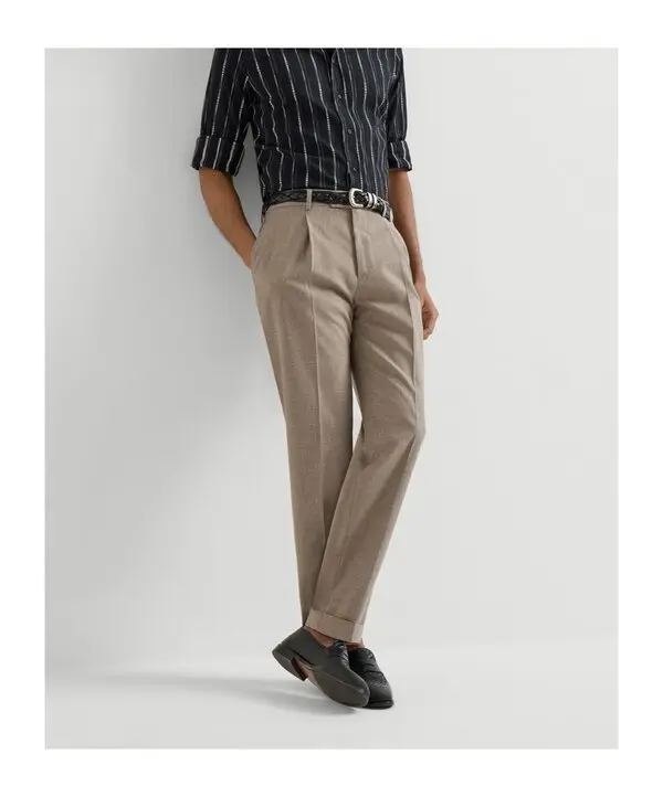 Brunello Cucinelli Mouliné Pleated Trousers