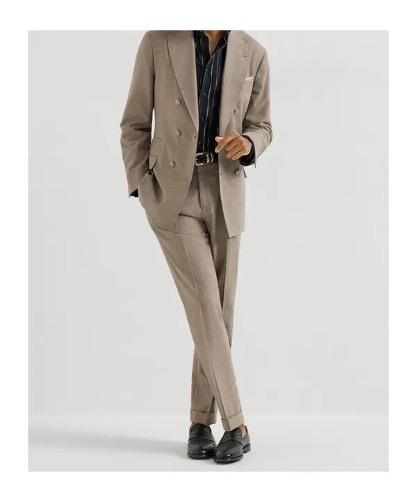 Brunello Cucinelli Mouliné Pleated Trousers