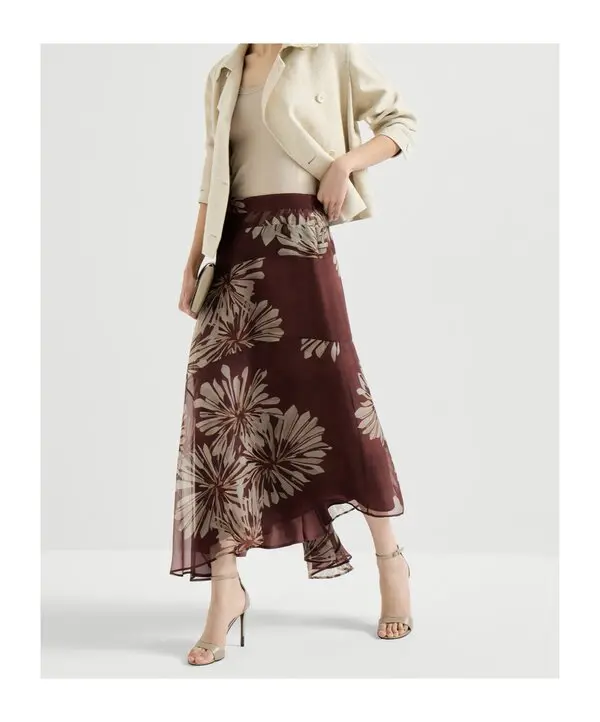 Brunello Cucinelli Bloom Printed Skirt