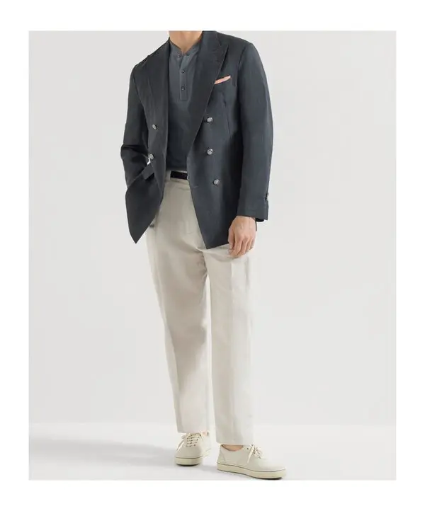 Brunello Cucinelli Cotton Waffle Jersey T-shirt With Henley Collar - Gray