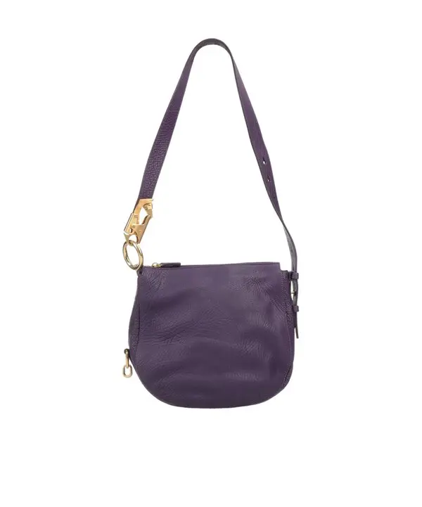 Burberry Solid Color Lychee Grain Shoulder Bag - Black