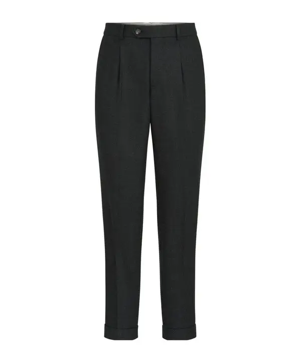 Brunello Cucinelli Virgin-wool Mouliné Twill Trousers With Pleat