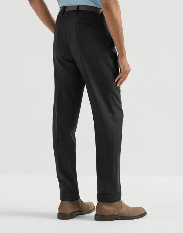 Brunello Cucinelli Virgin-wool Mouliné Twill Trousers With Pleat