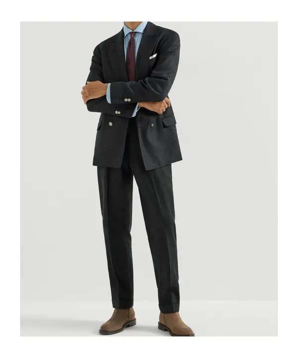 Brunello Cucinelli Virgin-wool Mouliné Twill Trousers With Pleat