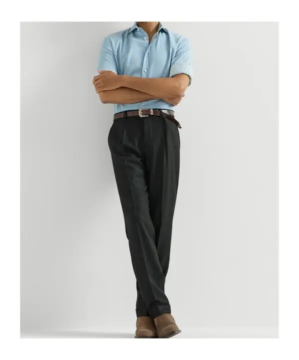 Brunello Cucinelli Virgin-wool Mouliné Twill Trousers With Pleat