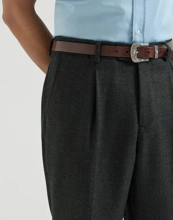 Brunello Cucinelli Virgin-wool Mouliné Twill Trousers With Pleat