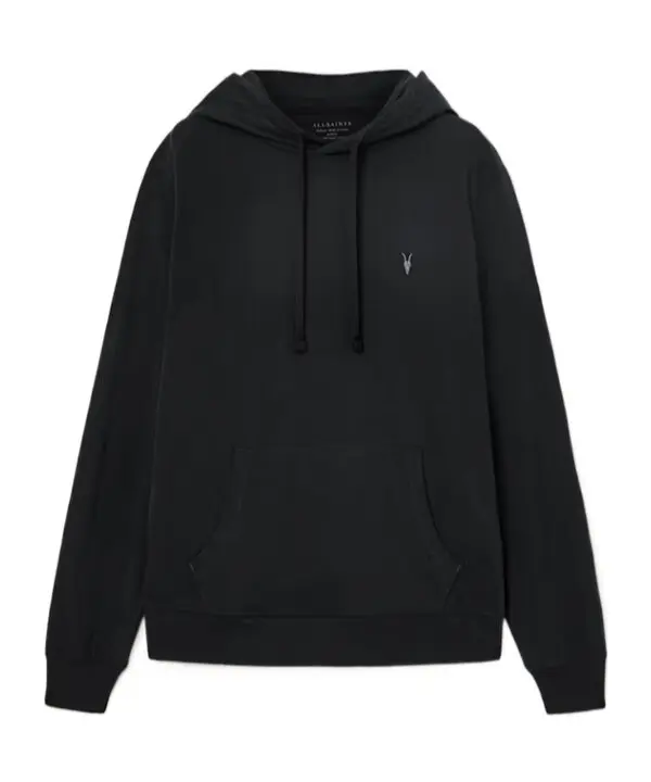 ALLSAINTS Brace Pullover Brushed Cotton Ramskull Hoodie - Jet Black