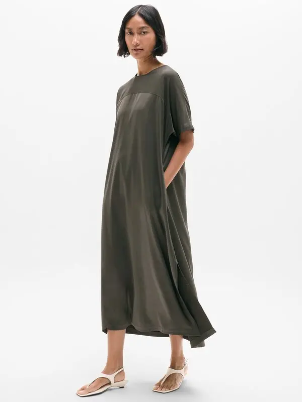 Athleta Featherweight Satin Dress - Jungle