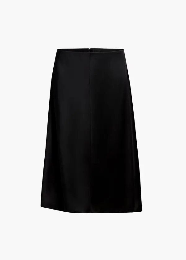 Khaite Nania A-line Satin Skirt - Black