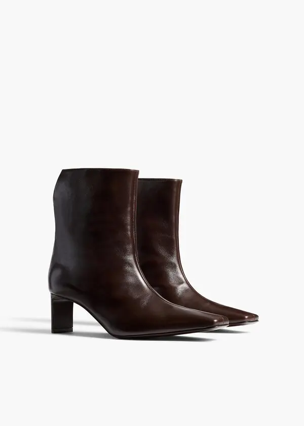 Khaite Ona Ankle Boot In Glazed Leather