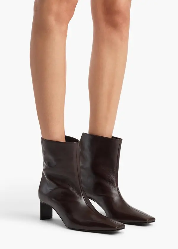 Khaite Ona Ankle Boot In Glazed Leather