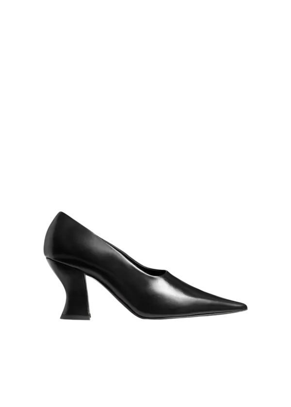 Khaite Colleen Pump In Glazed Leather - Black