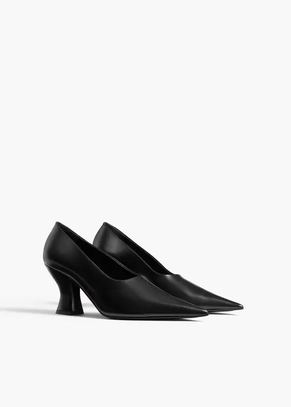 Khaite Colleen Pump In Glazed Leather - Black