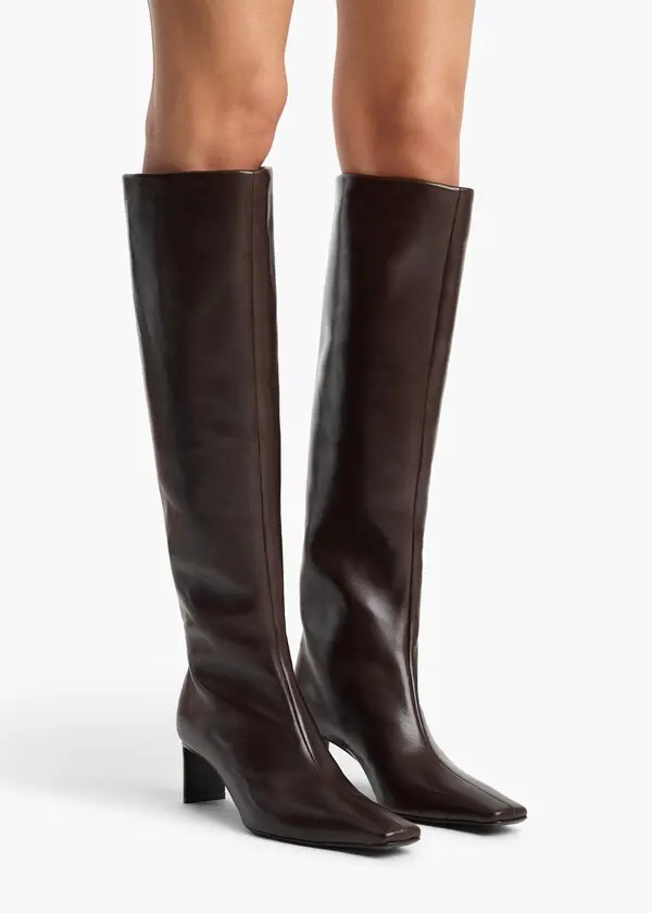 Khaite Ona Knee-high Boot In Glazed Leather