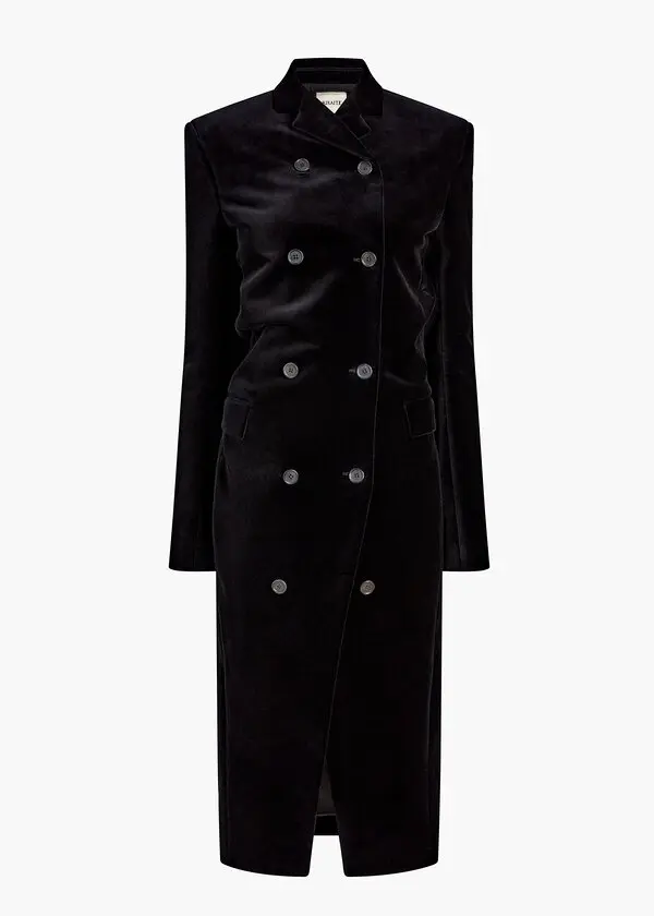 Khaite Rolon Coat In Velvet