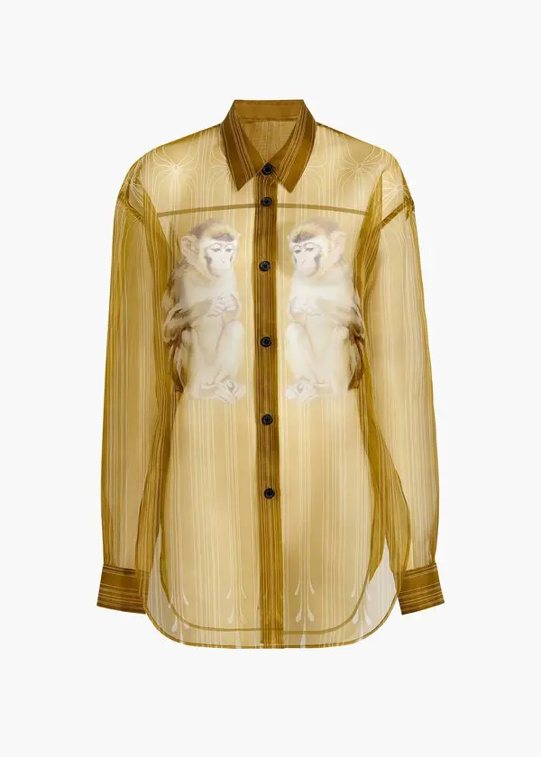 Khaite Goya Silk Organza Shirt - Monkey Print