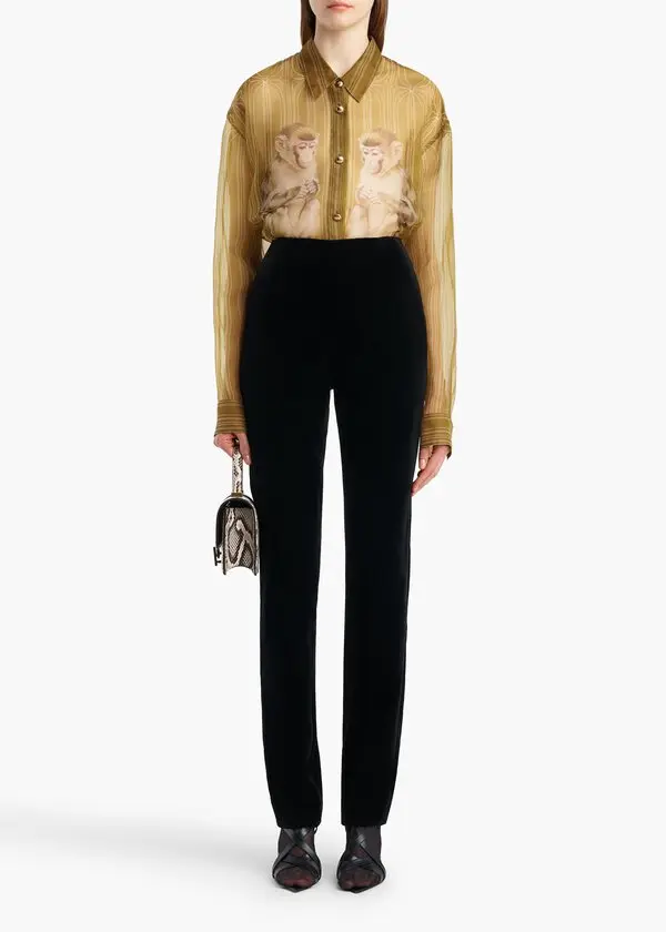 Khaite Goya Silk Organza Shirt - Monkey Print