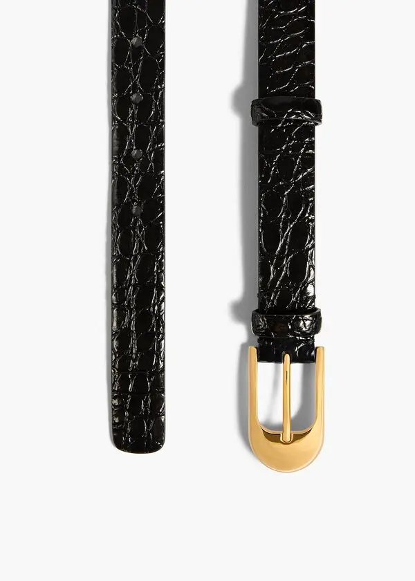 Khaite Dome Belt In Croc-embossed Leather With Gold
