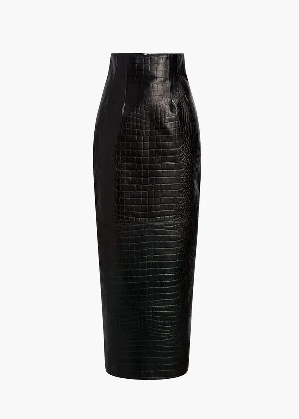 Khaite Loxley Skirt In Croc-embossed Leather