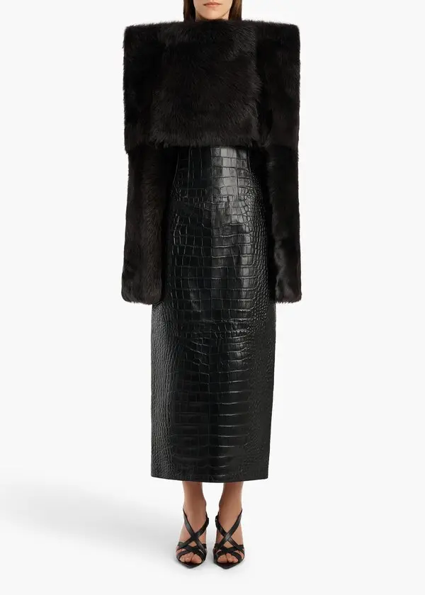 Khaite Loxley Skirt In Croc-embossed Leather