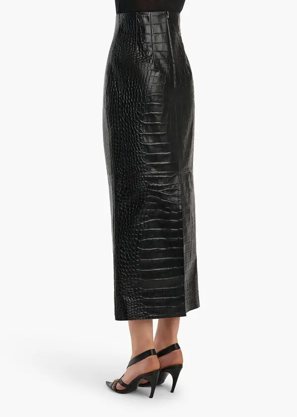 Khaite Loxley Skirt In Croc-embossed Leather