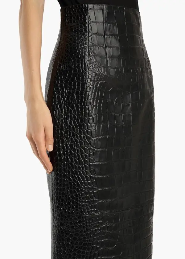 Khaite Loxley Skirt In Croc-embossed Leather