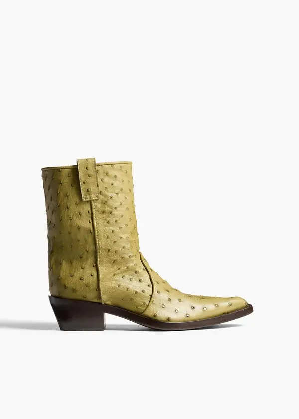 Khaite Clive Ankle Boot In Ostrich - Olive