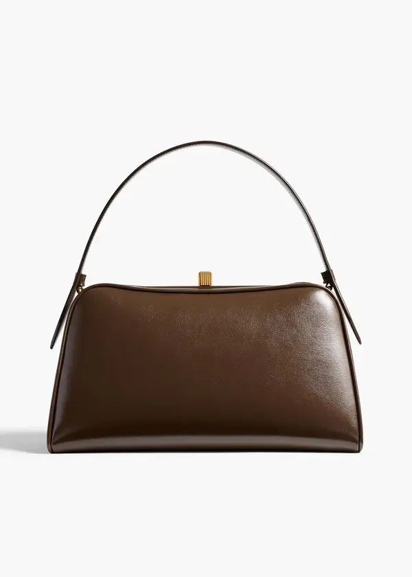 Khaite Cate Bag In Crackle Patent Leather - Chestnut