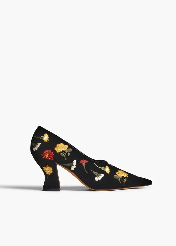 Khaite Colleen Pump In Glazed Leather - Black Multi