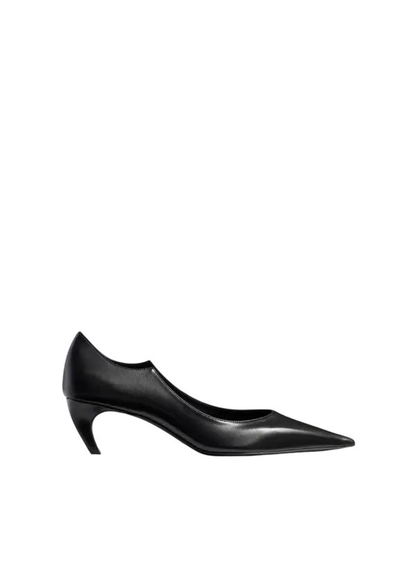 Khaite Valerie Low Pump In Glazed Leather - Black