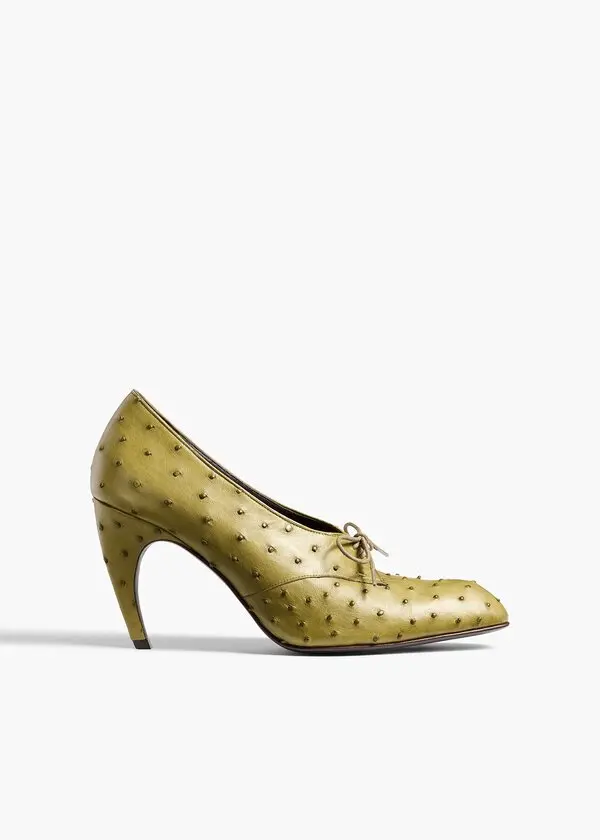 Khaite Colt Pump In Ostrich - Olive