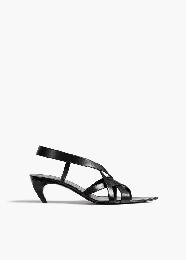 Khaite Sadie Kitten Heel Sandal In Glazed Leather