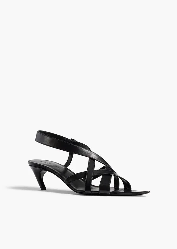 Khaite Sadie Kitten Heel Sandal In Glazed Leather
