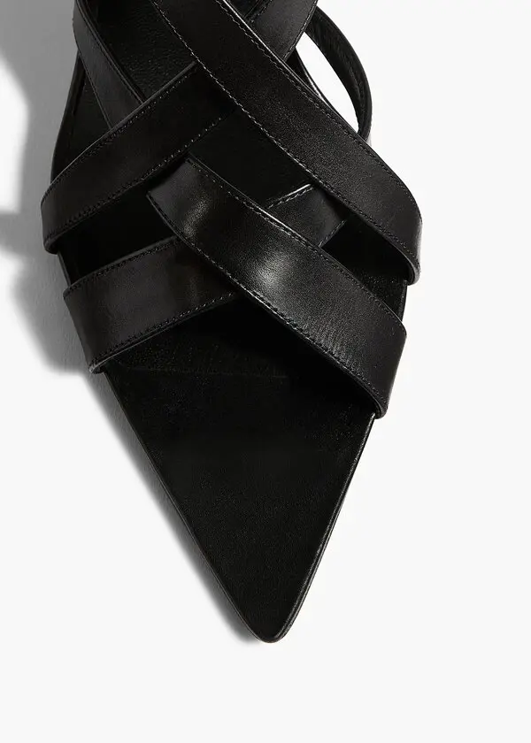Khaite Sadie Kitten Heel Sandal In Glazed Leather