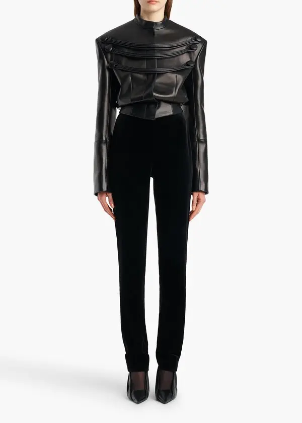 Khaite York Jacket With Cord Embroidery In Leather