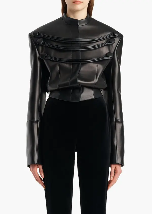 Khaite York Jacket With Cord Embroidery In Leather
