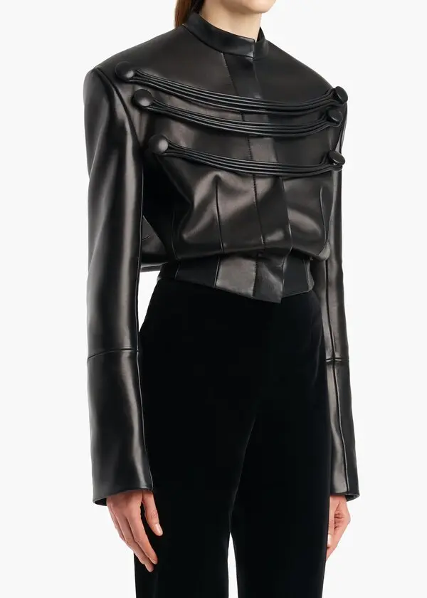 Khaite York Jacket With Cord Embroidery In Leather