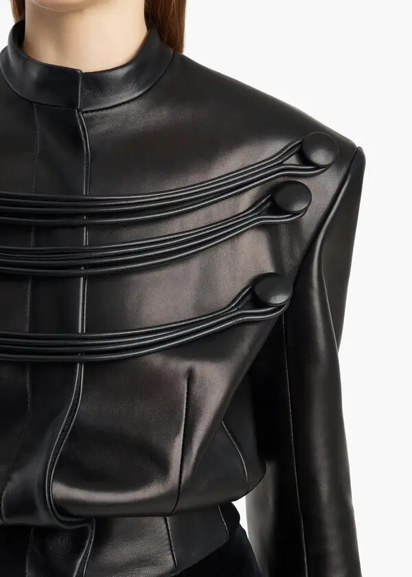 Khaite York Jacket With Cord Embroidery In Leather