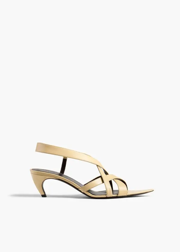 Khaite Sadie Kitten Heel Sandal In Glazed Leather - Butter
