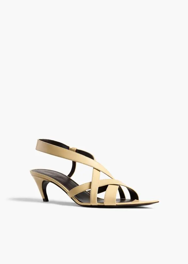 Khaite Sadie Kitten Heel Sandal In Glazed Leather