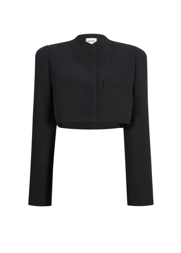 Khaite Samo Cropped Crepe Jacket - Black