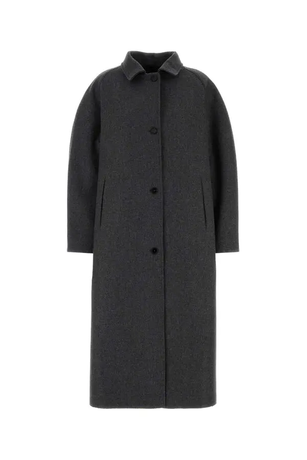 JIL SANDER Dark Grey Wool Blend Coat