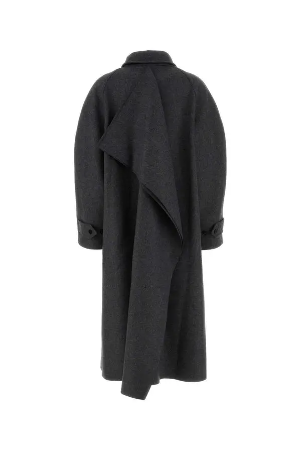 JIL SANDER Dark Grey Wool Blend Coat