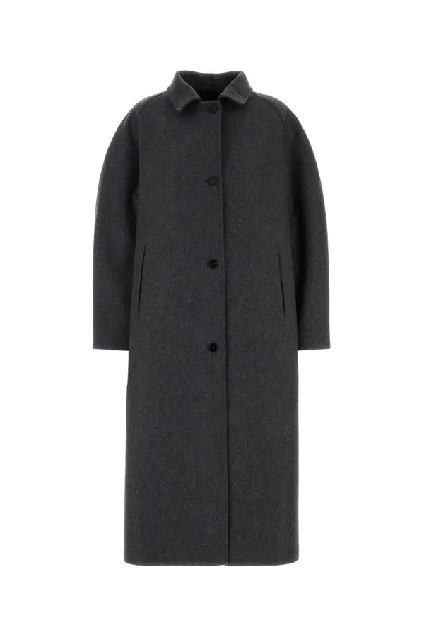 JIL SANDER Virgin Wool Blend Overcoat - Gray